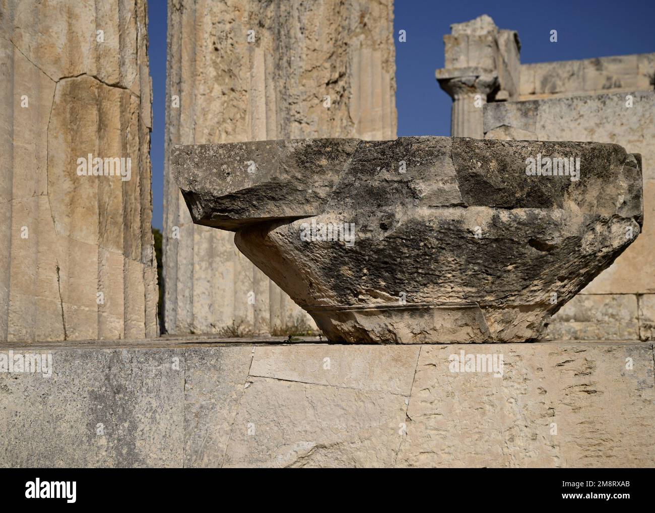 Ancient Doric order marble chapiter part of the Temple of Aphaia ...
