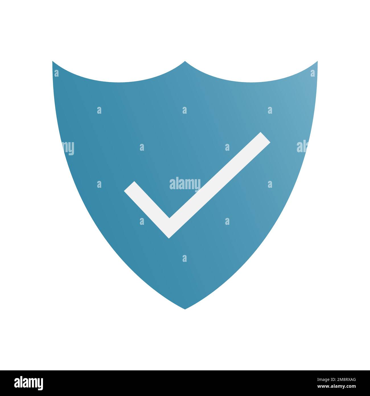 A vector of a blue shield icon with a Check mark inside isolated on the ...