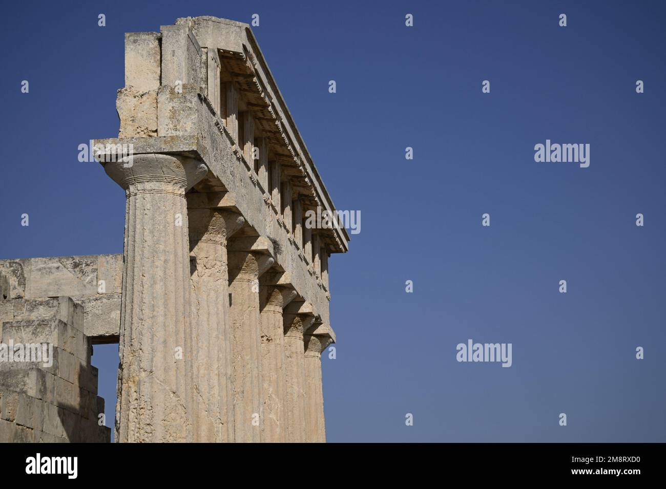 Doric order colonnade of the Temple of Aphaia a symbolic Archaic ...