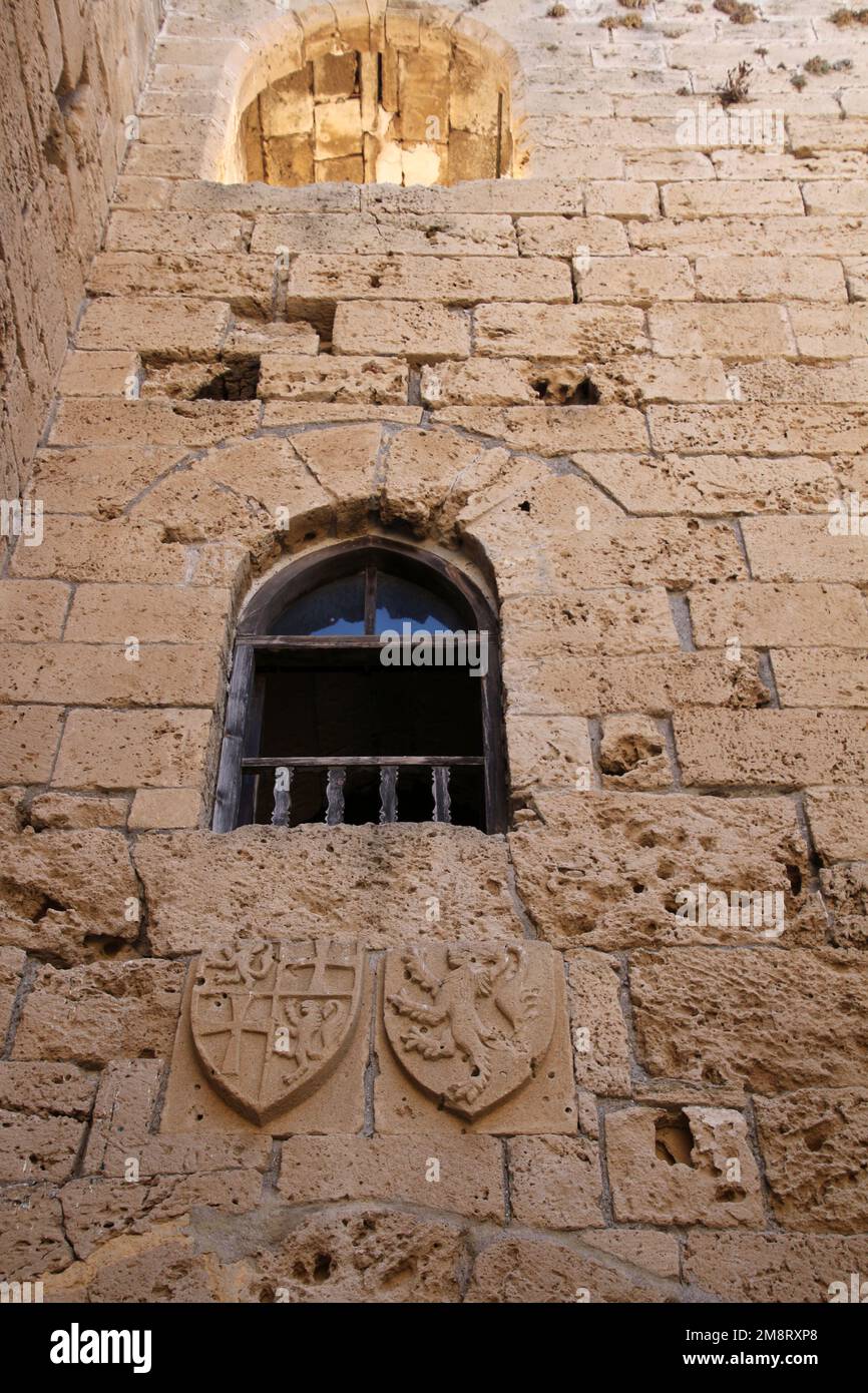Coat of arms of Lusignan in the Kyrenia Castle, Northern Cyprus Stock ...