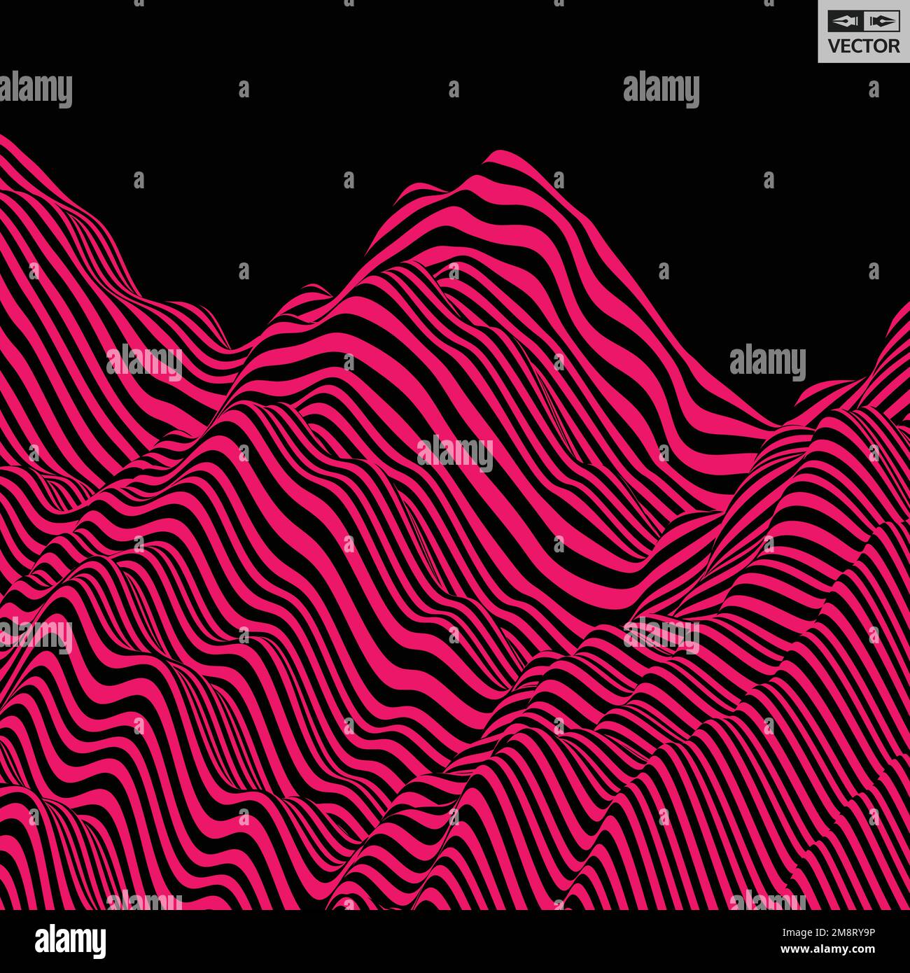 Landscape background. Terrain. Pattern with optical illusion. 3D Vector ...