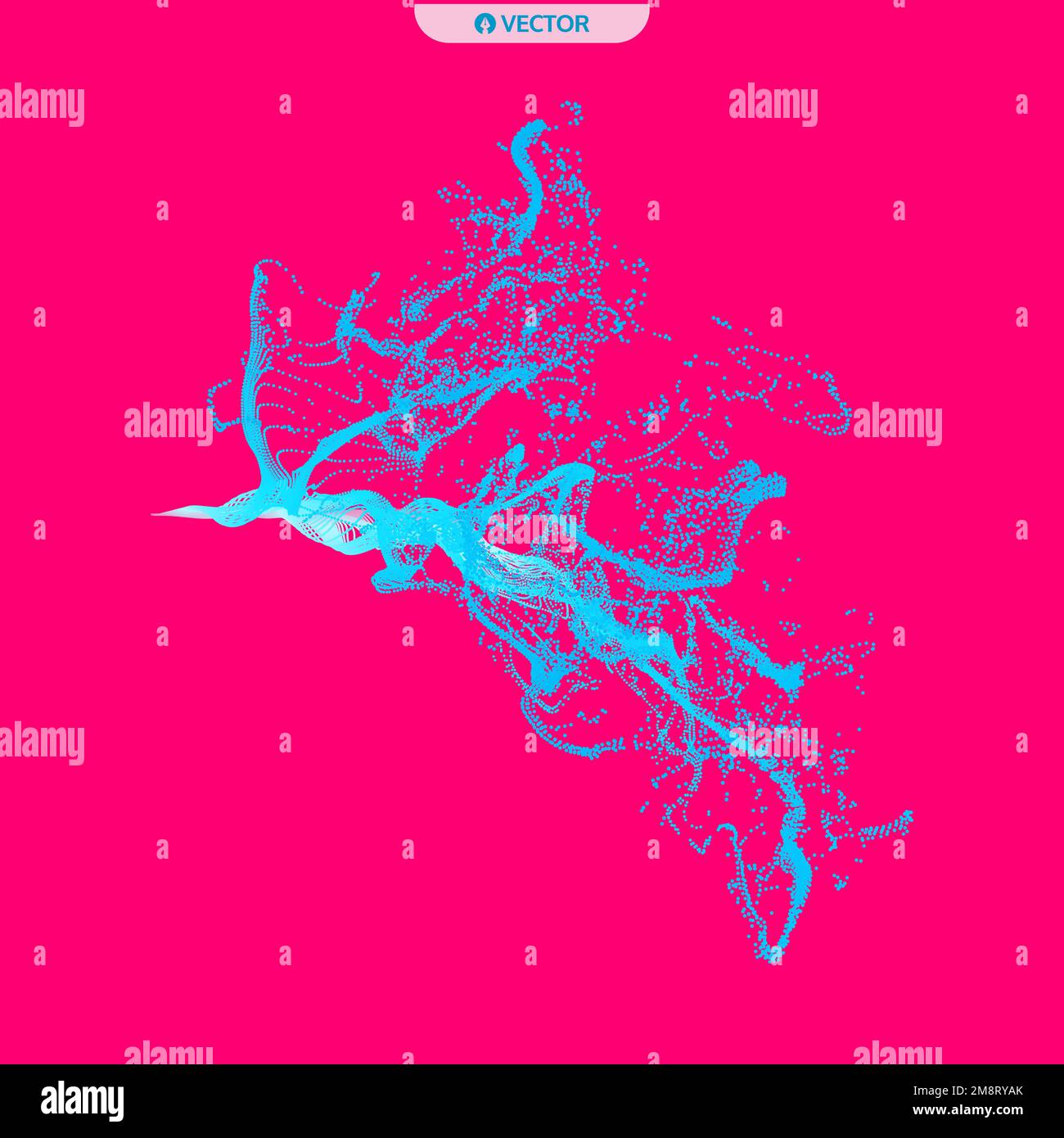Splash Imitation Array With Dynamic Emitted Particles Abstract Background Vector Illustration