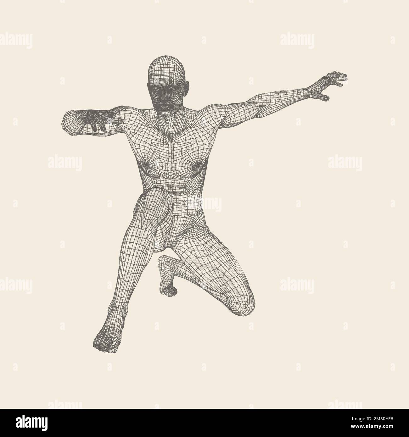 3D Model of Man. Human Body Wire Model. Design Element. Technology ...