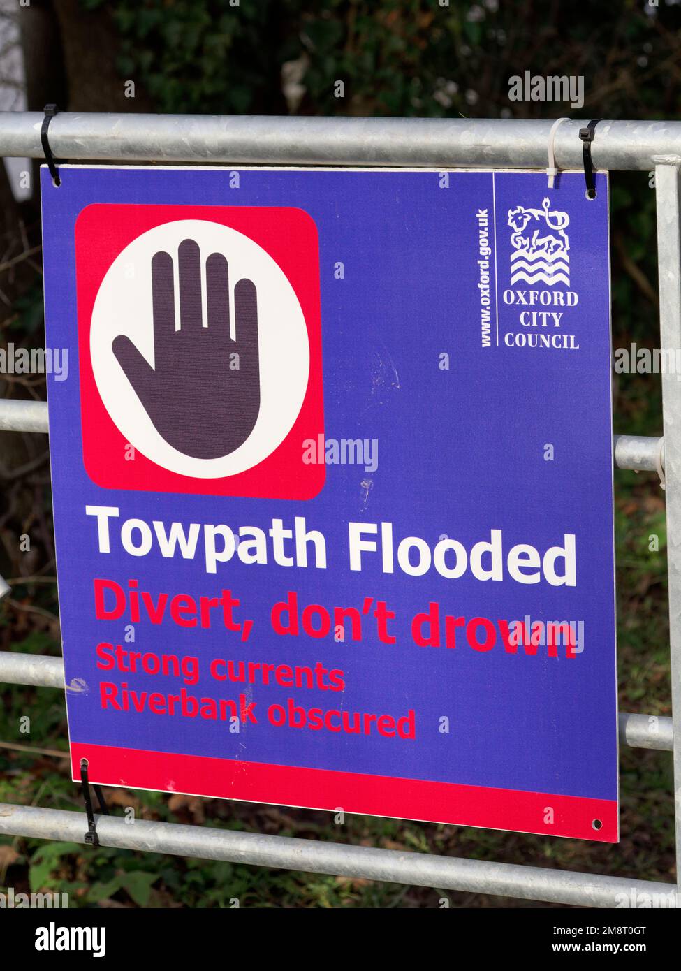 Warning Sign, Towpath Flooded, Danger to Life, River Thames, Thames ...