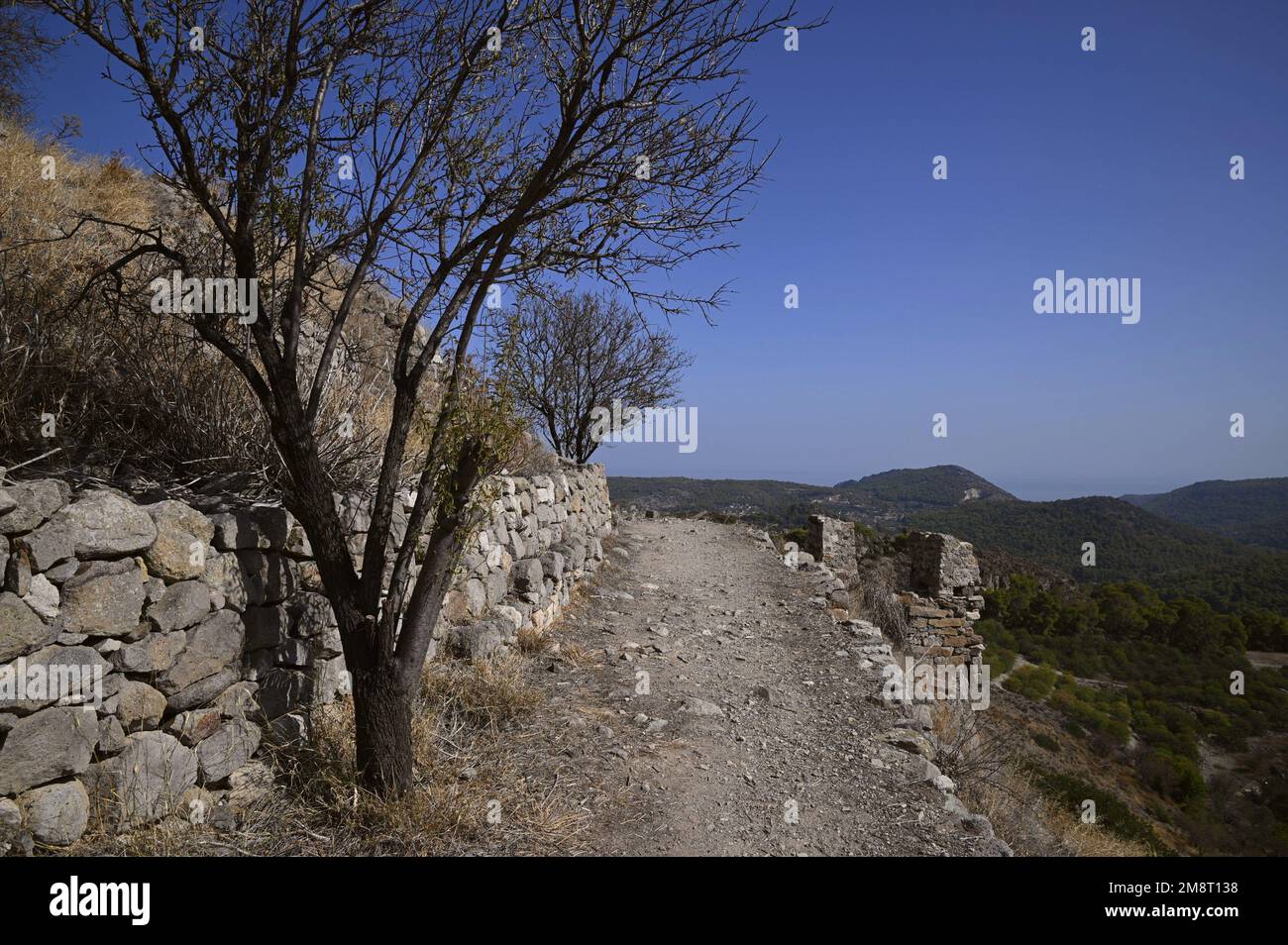 Landscape with scenic view of an ancient Byzantine church and historic ...