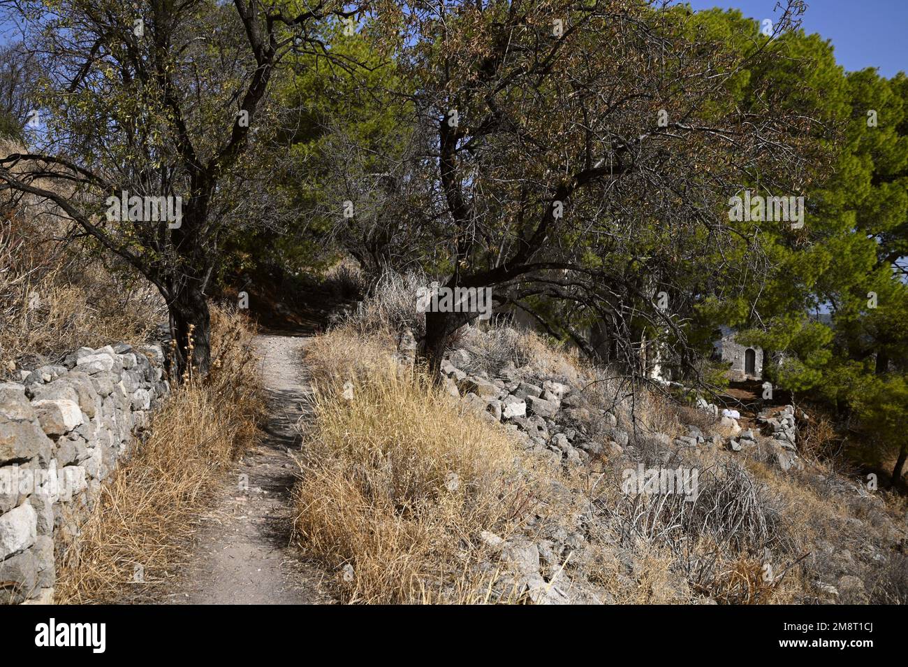Landscape with scenic view of Aghios Ioannis Theologos an ancient ...
