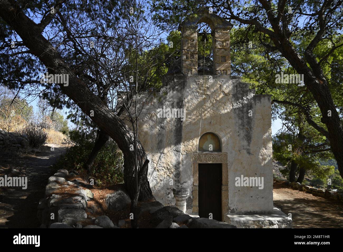 Landscape with scenic view of Aghios Ioannis Theologos an ancient ...