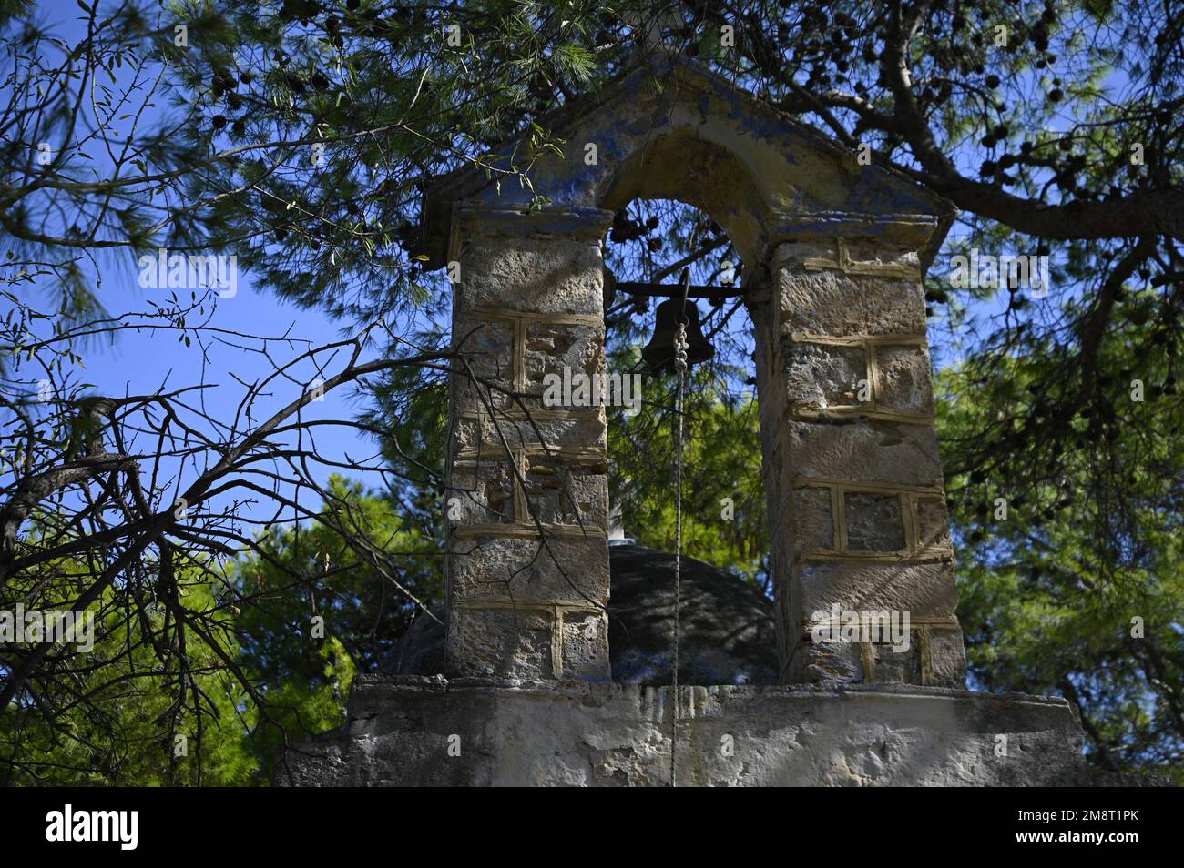 Landscape with scenic campanile view of Aghios Ioannis Theologos an ...