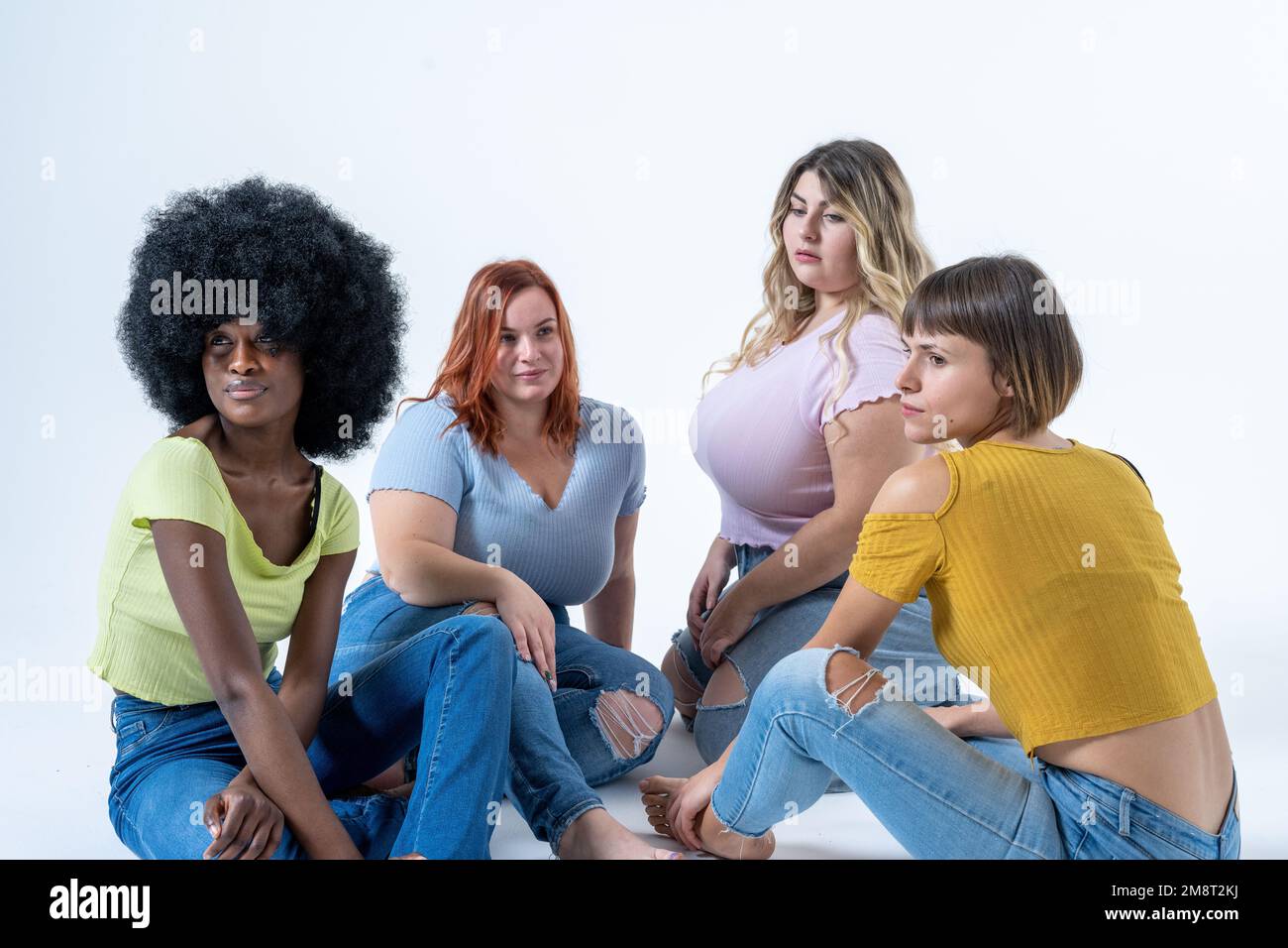 Body Positive and Acceptance, multiracial group of women with different ...