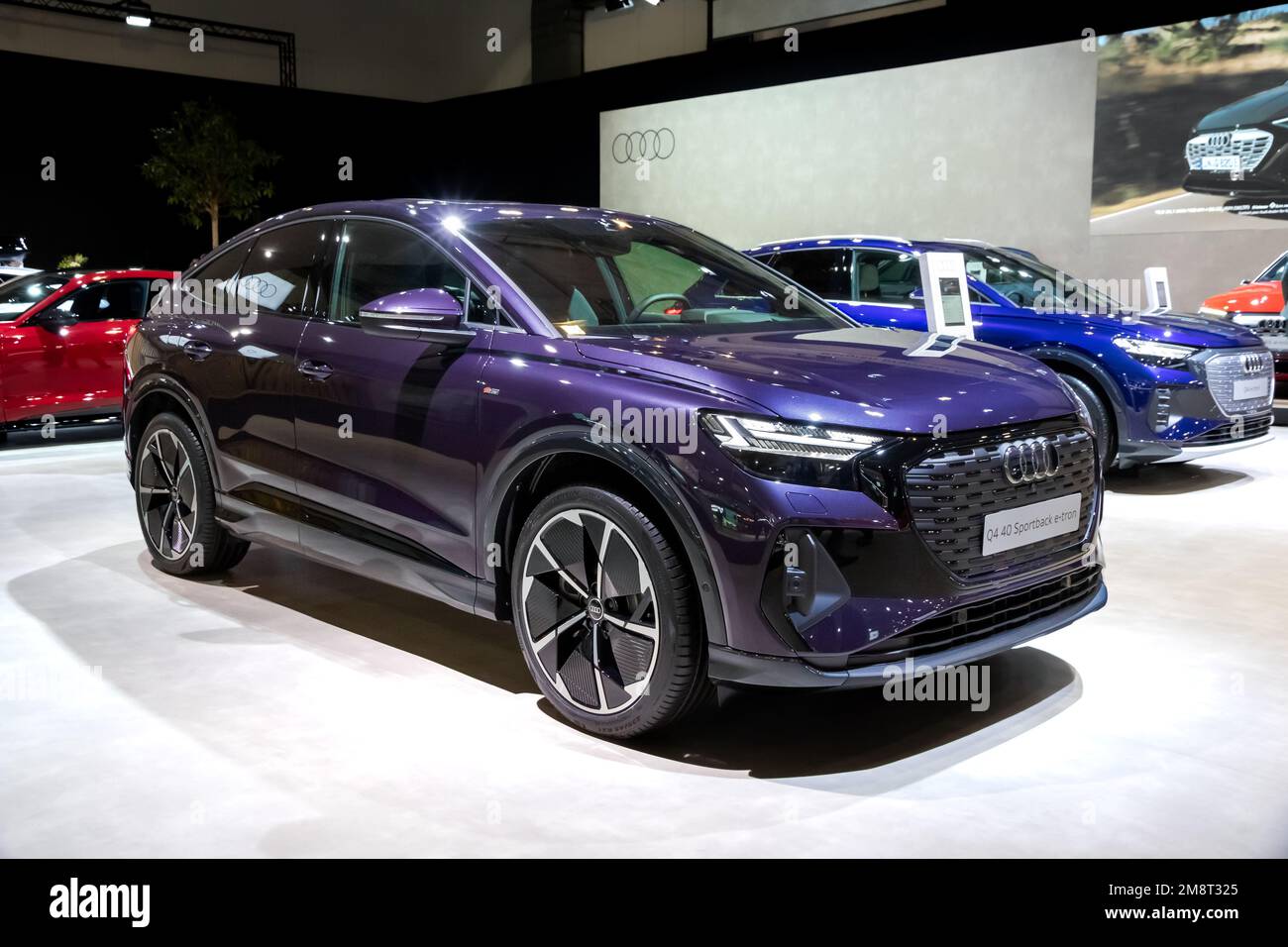 Audi Q4 40 Sportback e-tron full electric car at the Brussels Autosalon ...