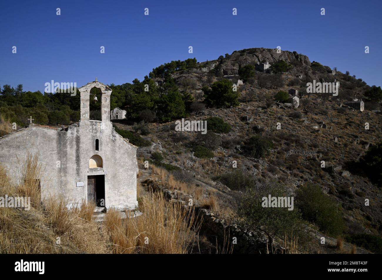 Landscape with scenic view of ancient Byzantine churches at the ...