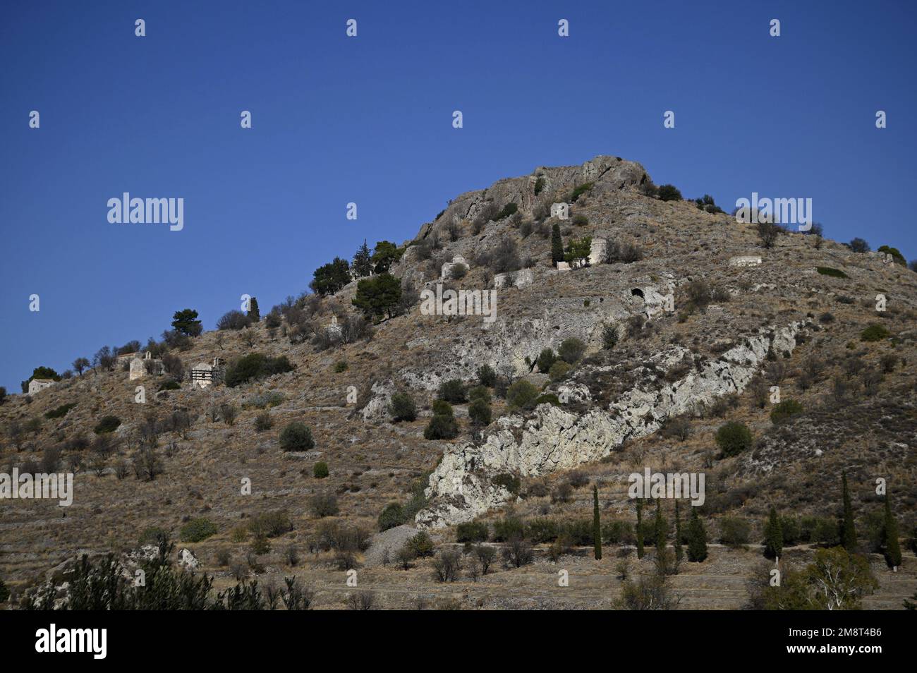 Landscape with scenic view of ancient Byzantine churches at the ...