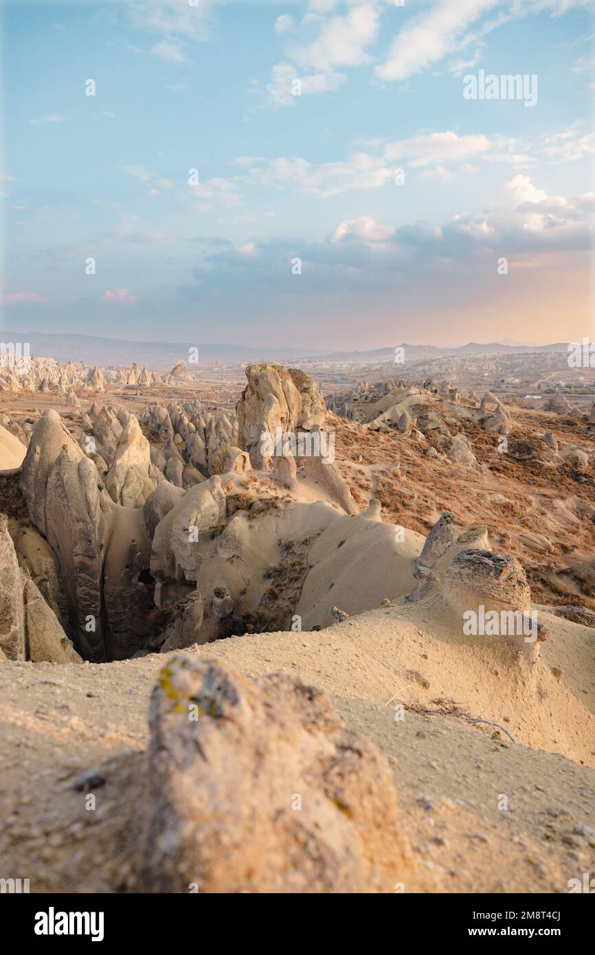 Stunning Cappadocia landscape with the rock formations during a ...