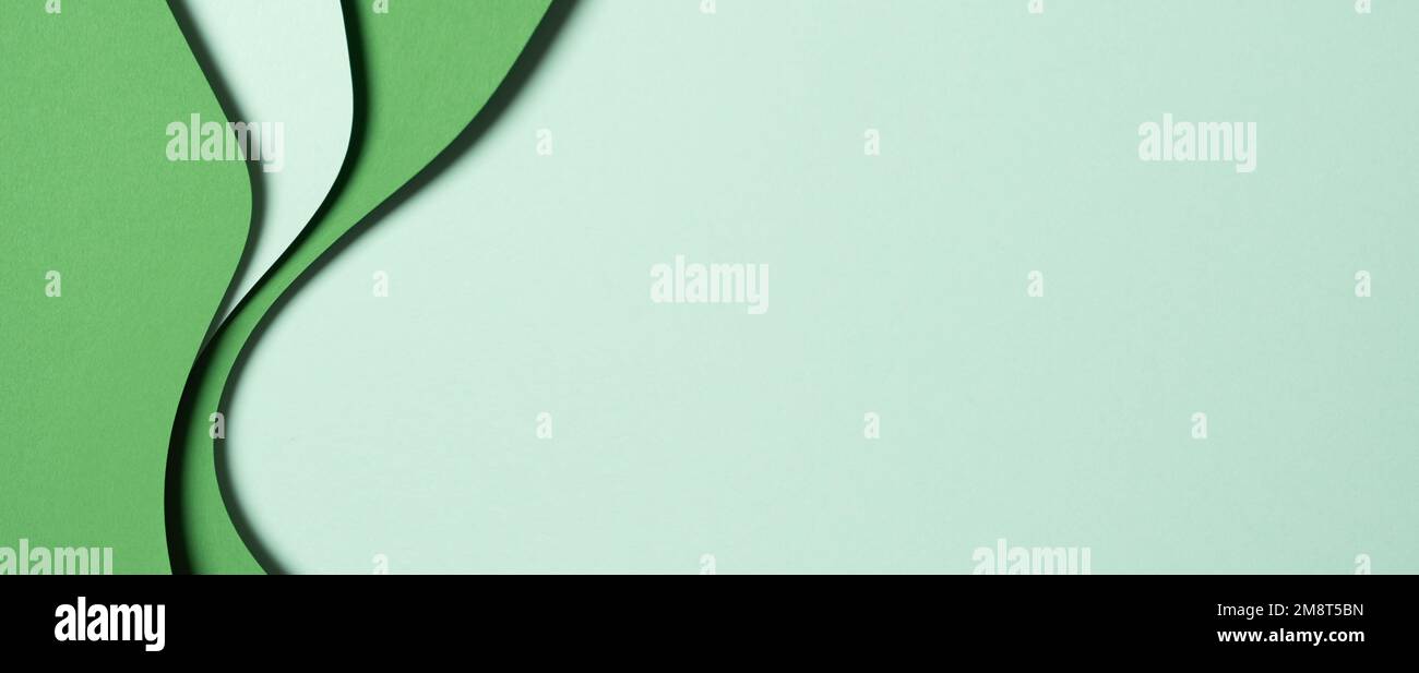 Abstract green color paper texture background. Minimal paper cut style ...