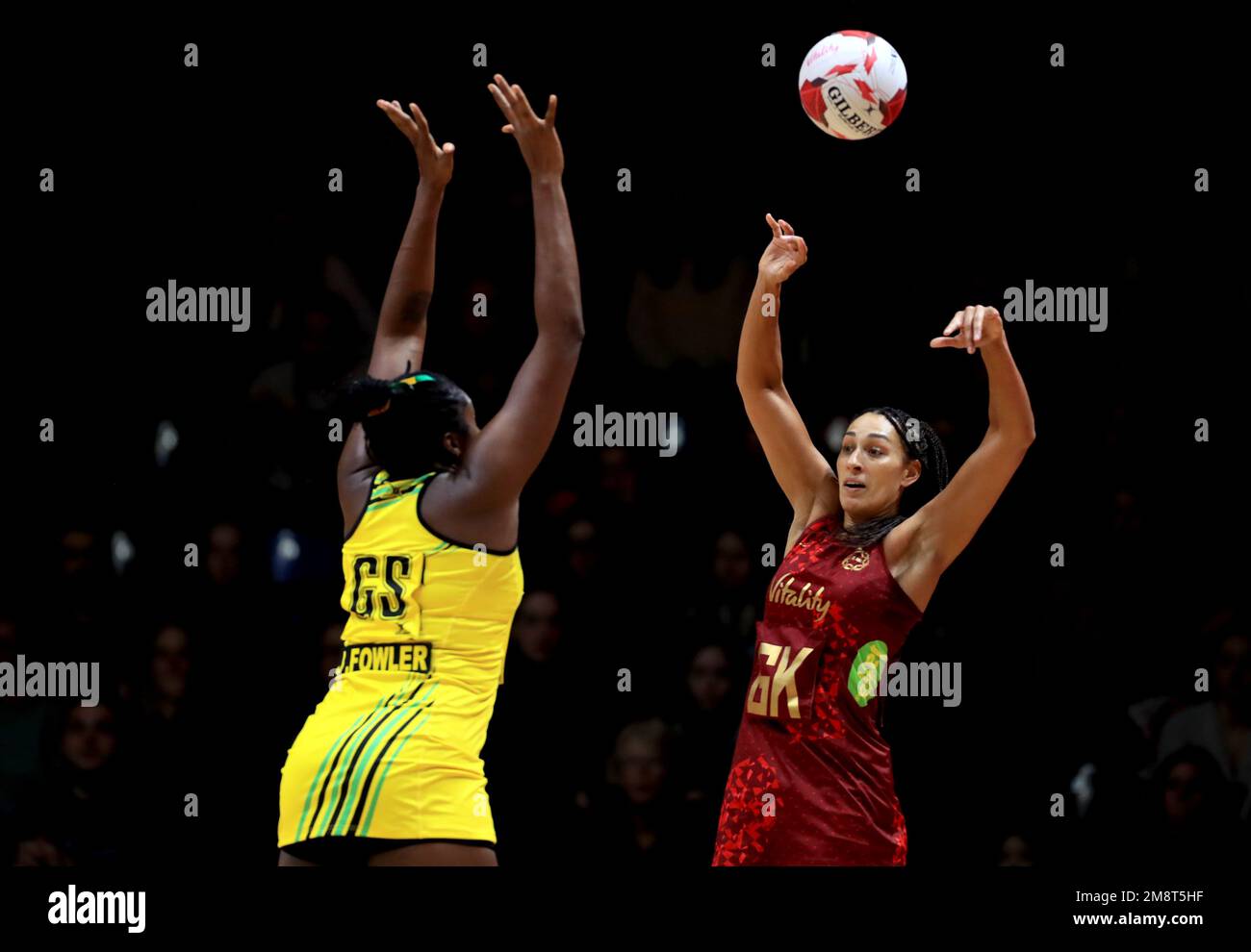 England’s Geva Mentor in action with Jamaica’s Jhaniele Fowler during ...