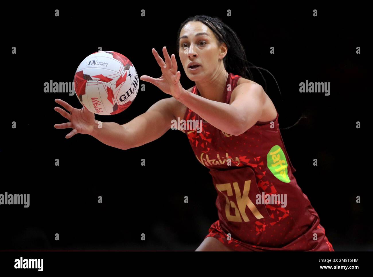 England’s Geva Mentor in action during the Vitality Netball ...