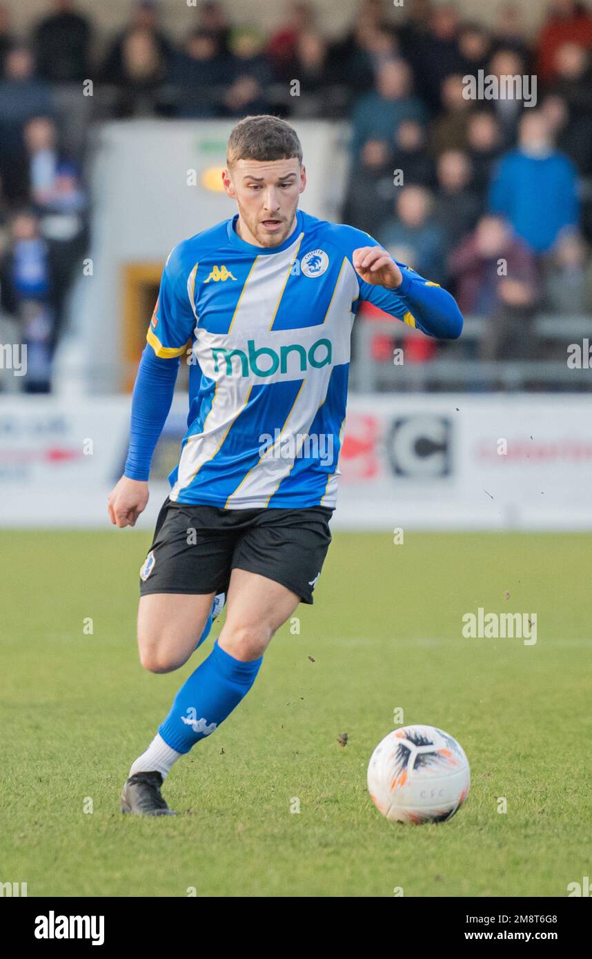 Chester, Cheshire, England. 14th January 2023. Chester’s Alex Brown on ...