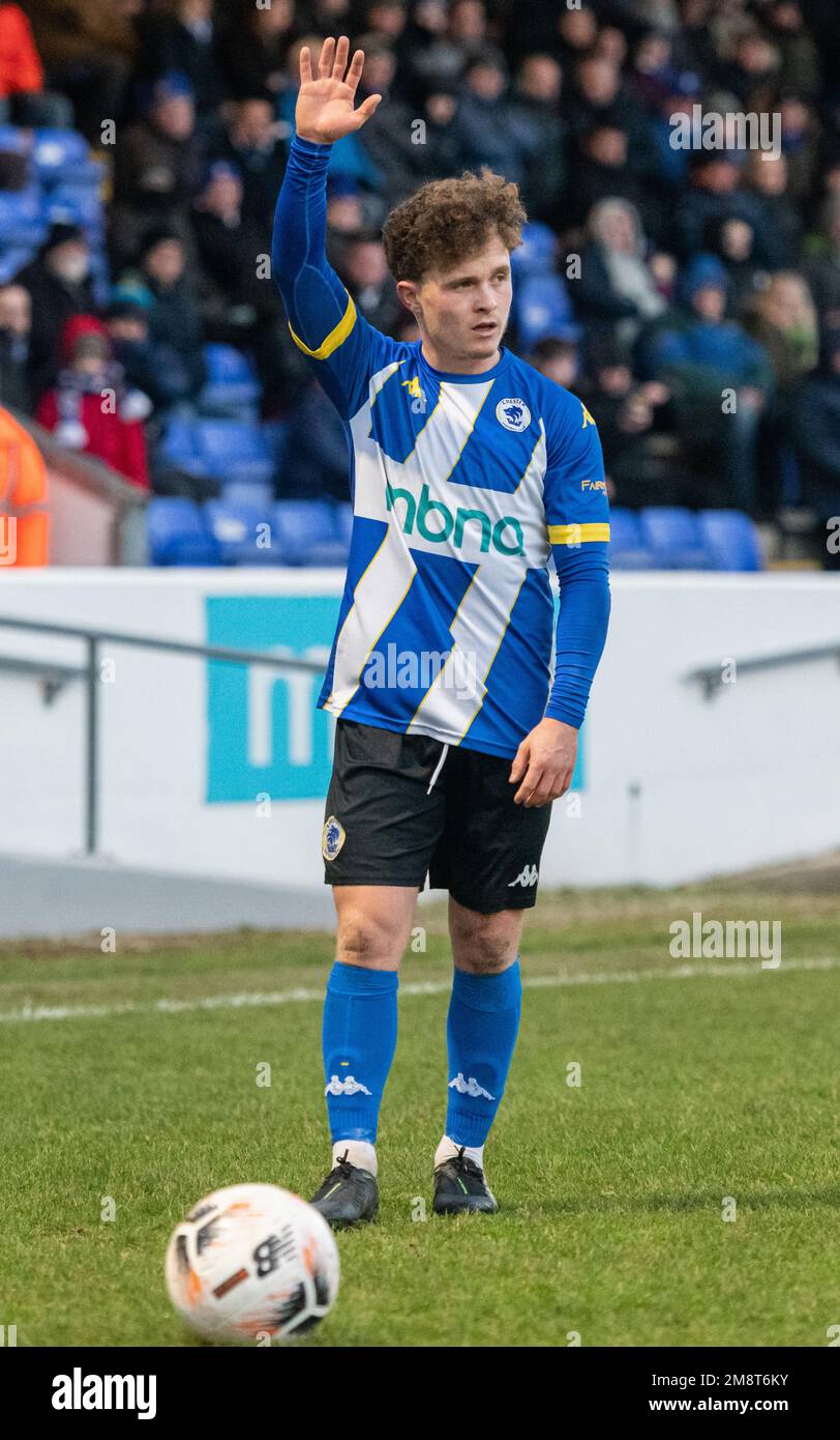 Chester, Cheshire, England. 14th January 2023. Chester’s Iwan Murry ...