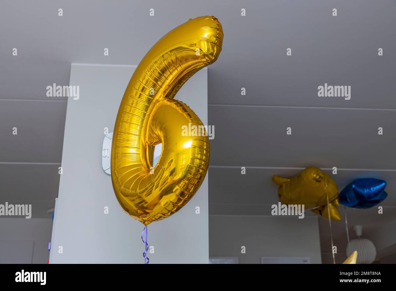 Close up view of balloon in form of number six, for celebration of ...
