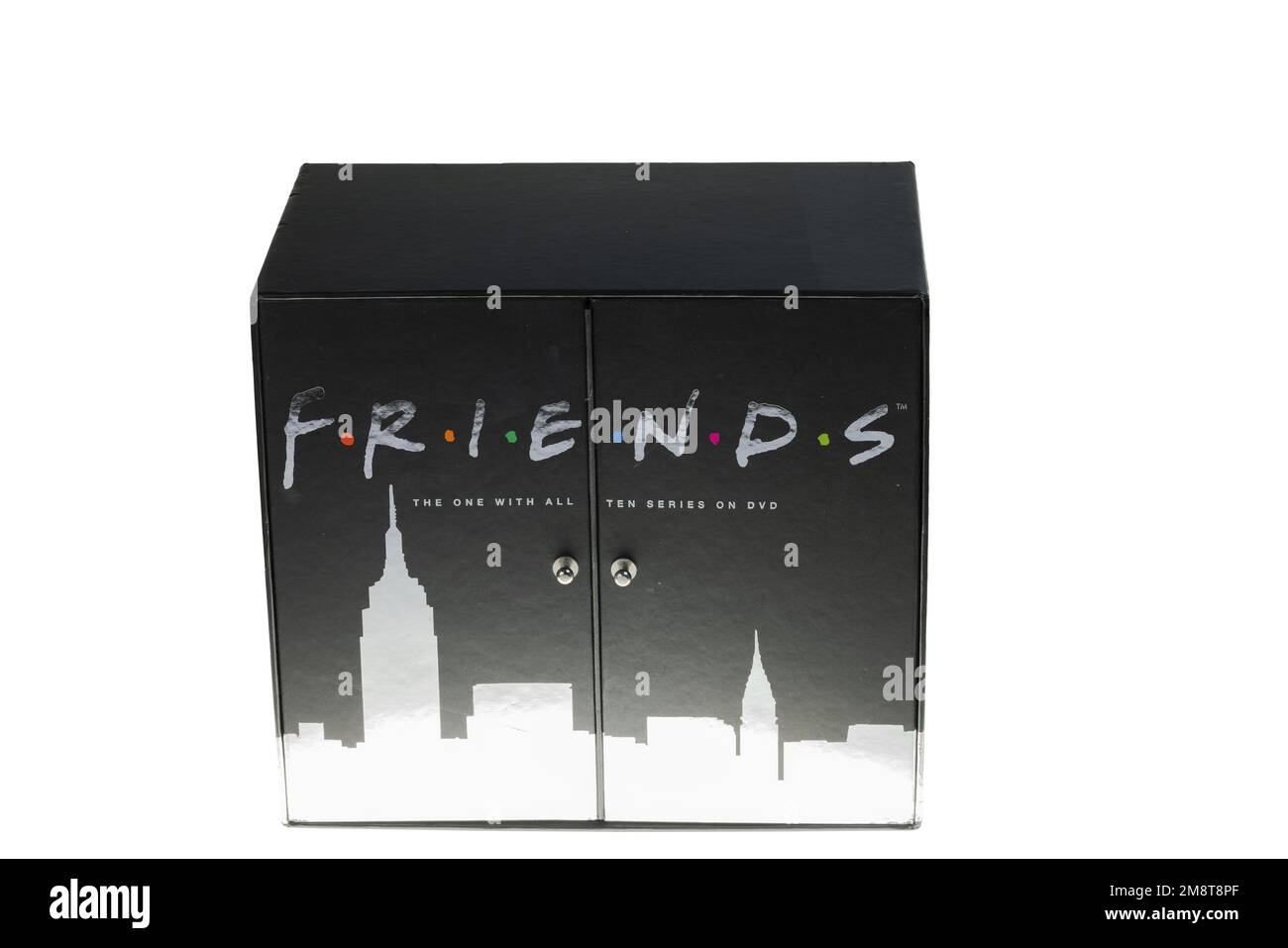 Close up view of collectible box with full ten series season of Friends ...