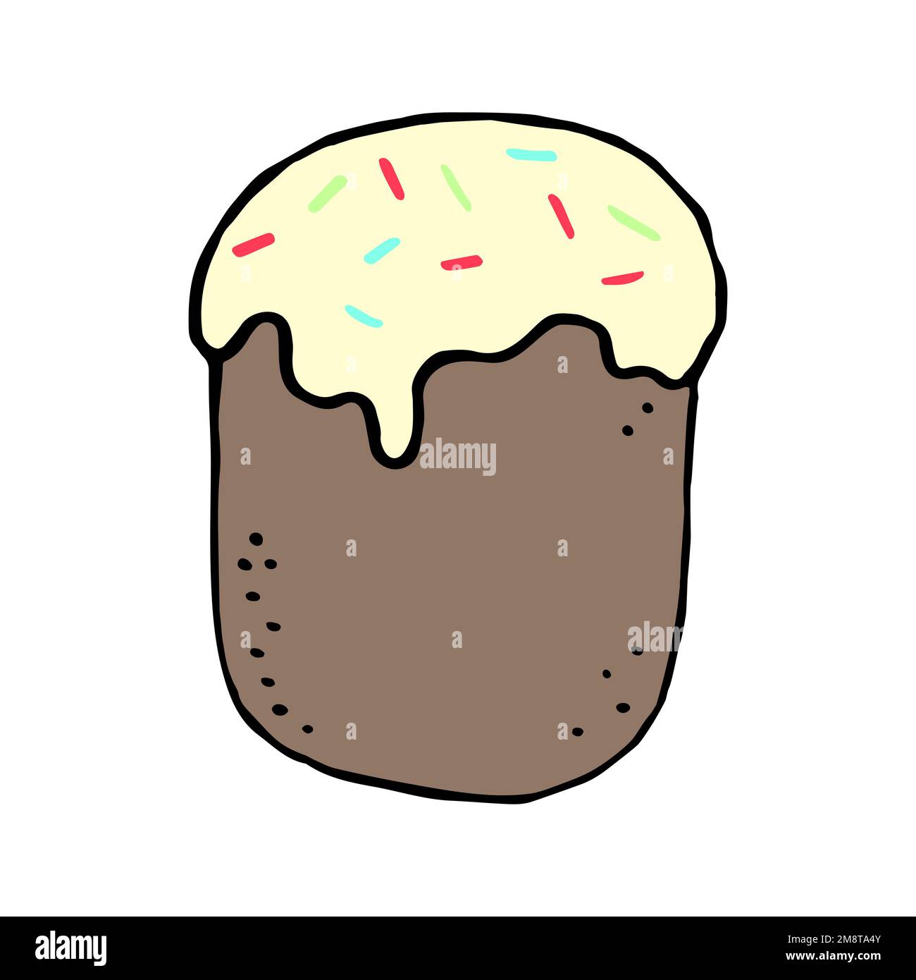 Traditional Easter bread. Cake with icing and confetti isolated on ...