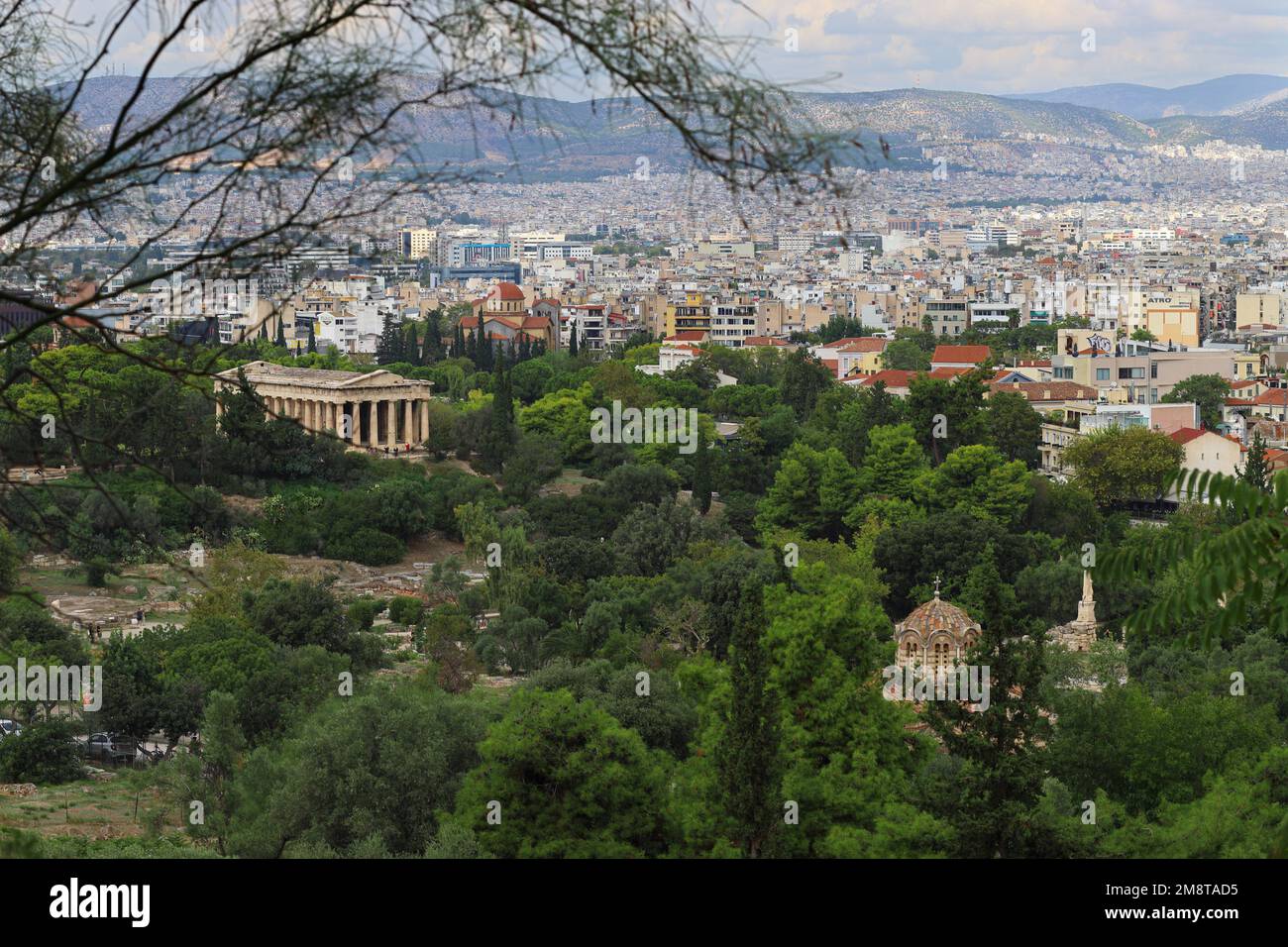 Panorama of Greek capital Athens from Athenian Acropolis. The Temple of ...
