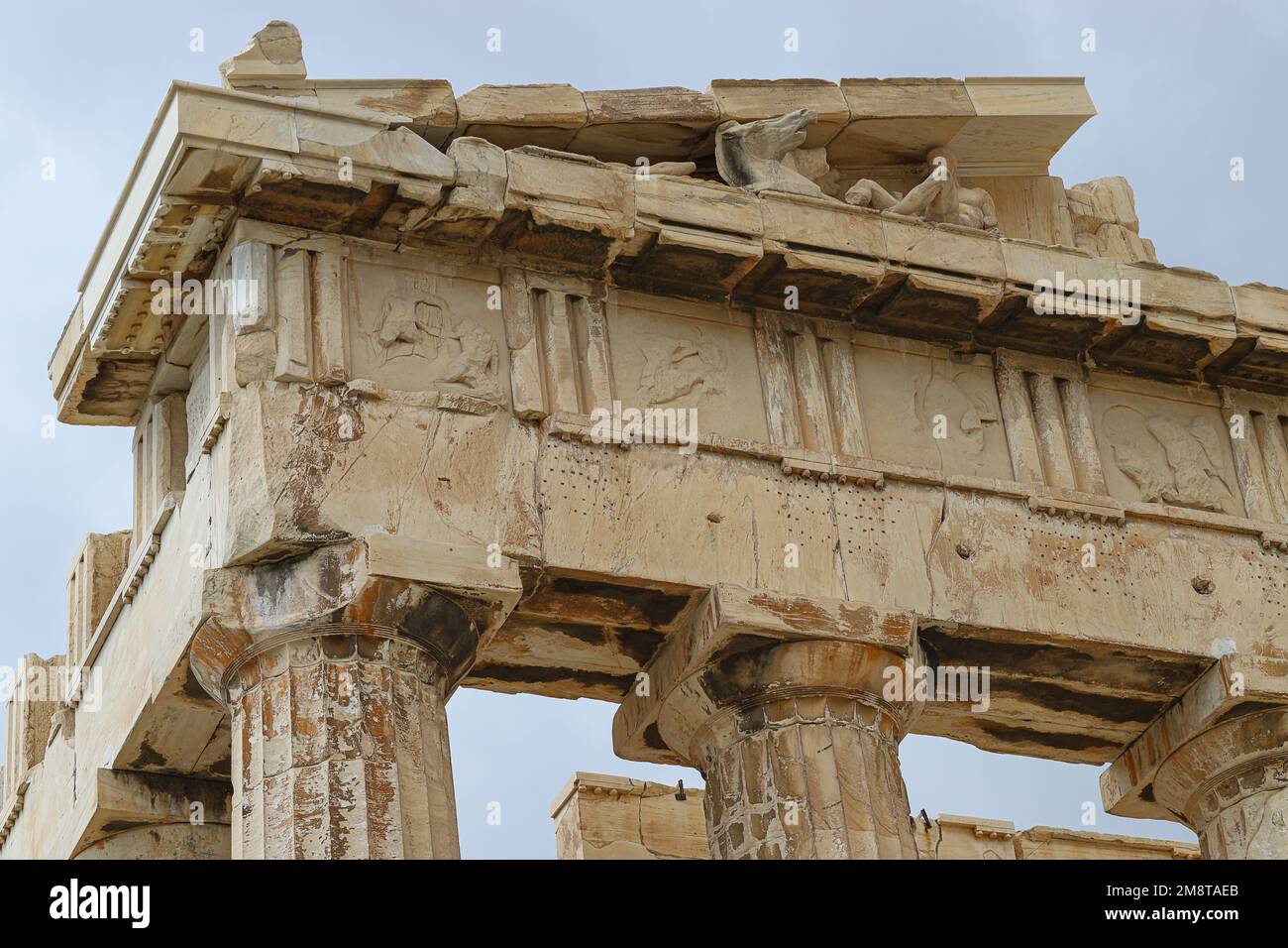 Detail of the Parthenon. Athenian Acropolis. Greek capital Athens. Greece, Southern Europe ...