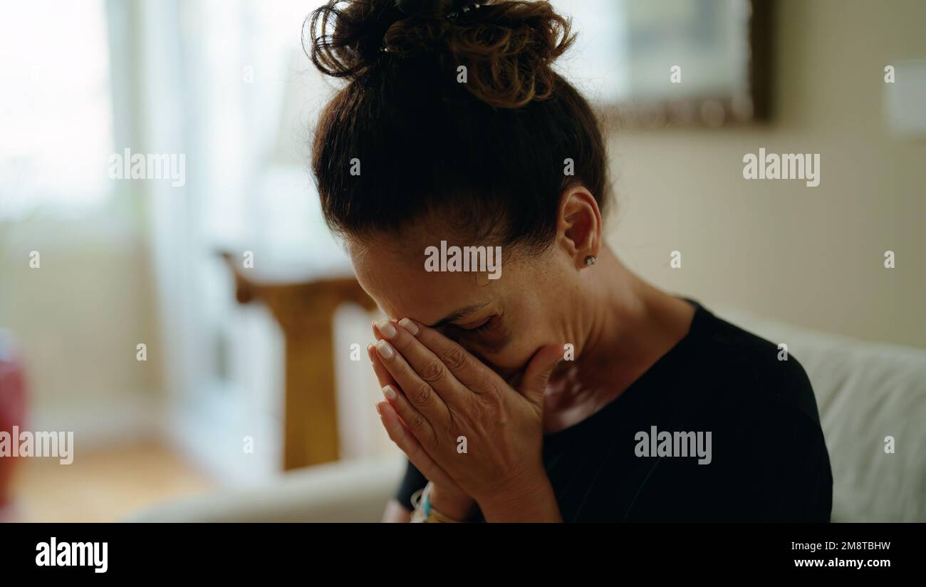 Middle age hispanic woman suffering for domestic violence with bruise ...