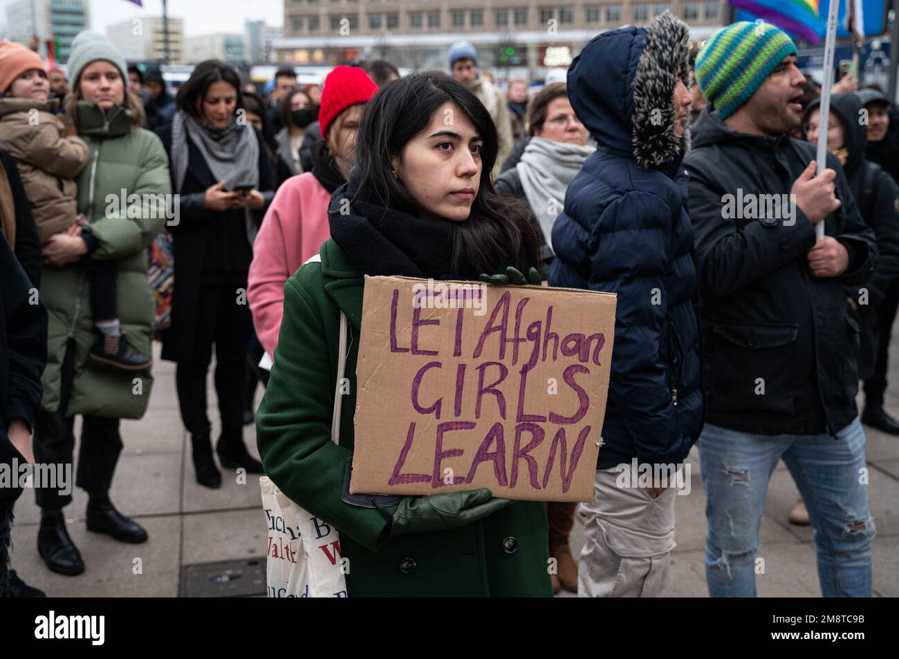 14.01.2023, Berlin, Germany, Europe - Protest at Alexanderplatz for ...