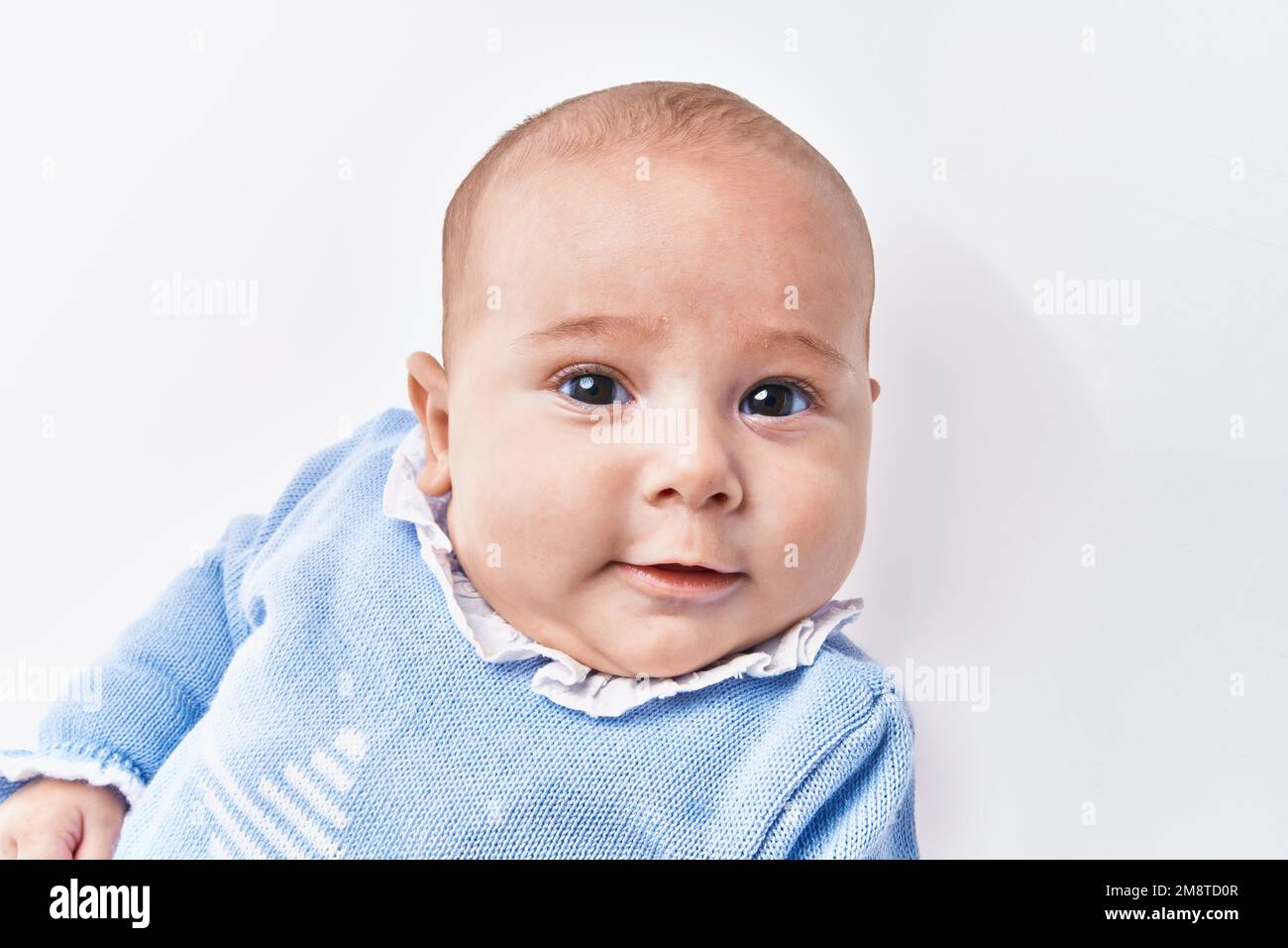 Adorable baby smiling confident over white isolated background Stock ...