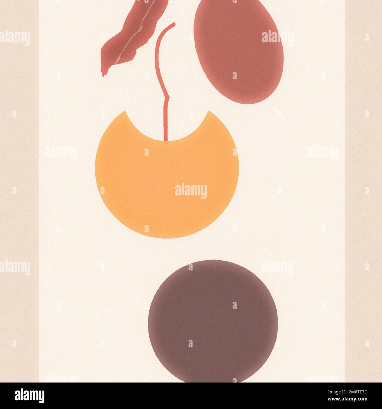 A minimalist illustration of different shapes resembling fruit, in a ...