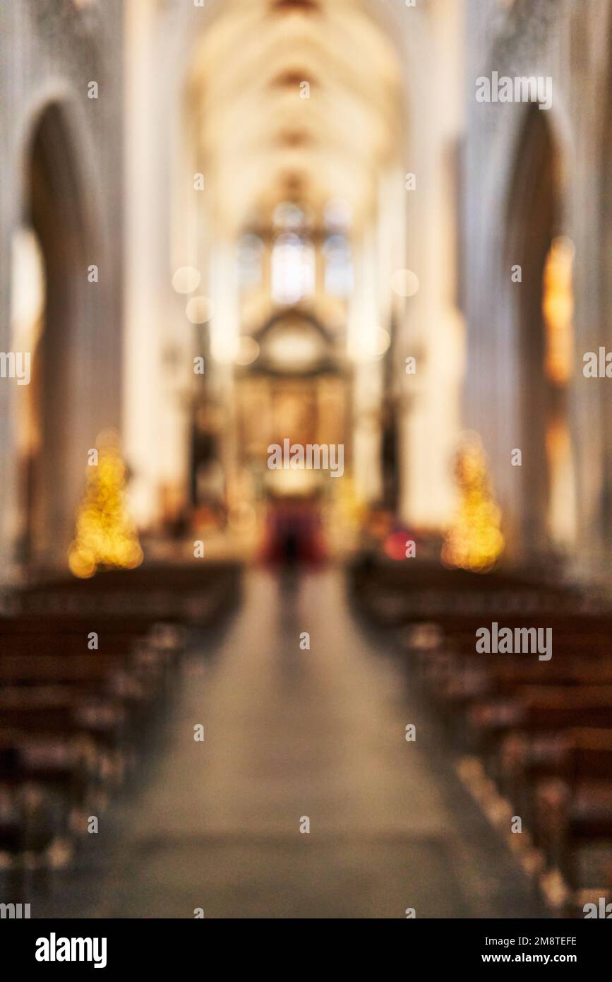 Picture of blurred catholic church Stock Photo - Alamy