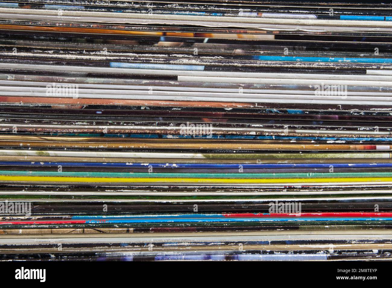 Colorful Lines. A stack of old record covers that bring back memories ...