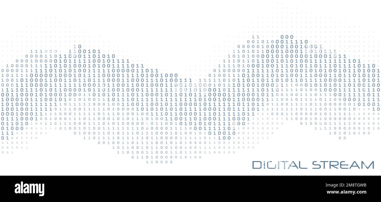 Digital Stream Binary Data Streaming With Ones And Zeros Visualization By Vector Graphics