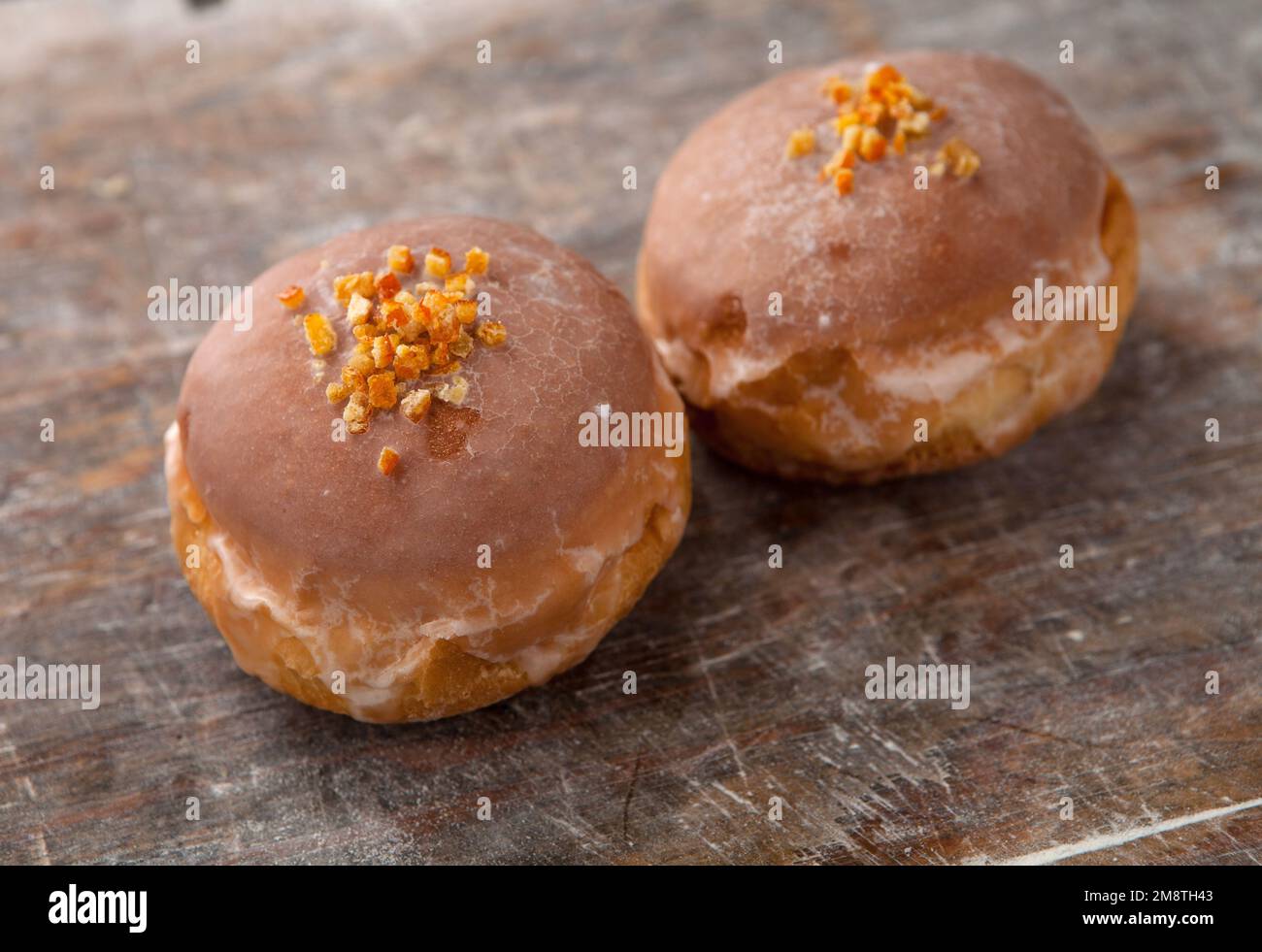 Fat Thursday. Photos of donuts with cherry filling and icing. Donuts ...