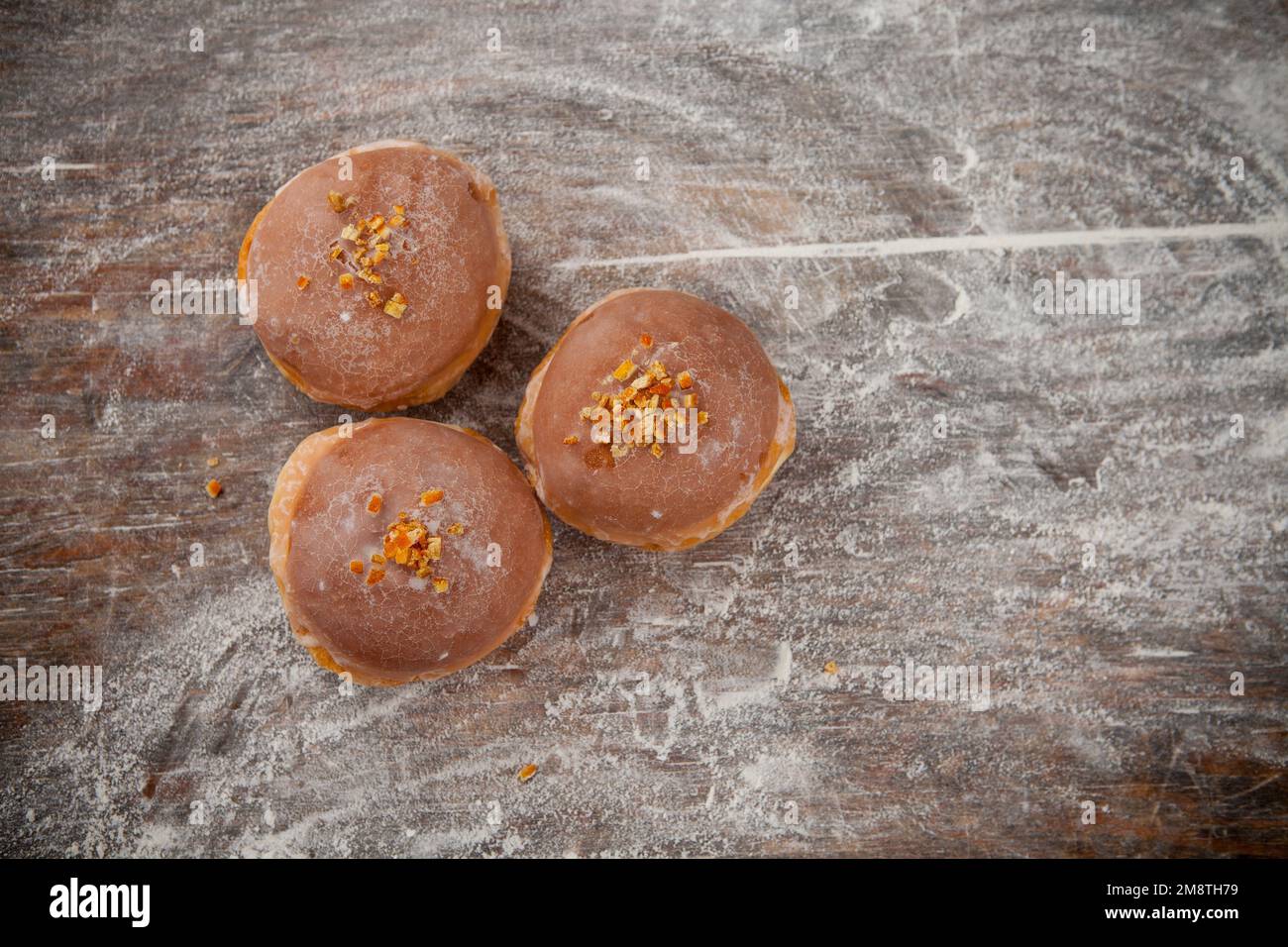 Fat Thursday. Photos of donuts with cherry filling and icing. Donuts ...