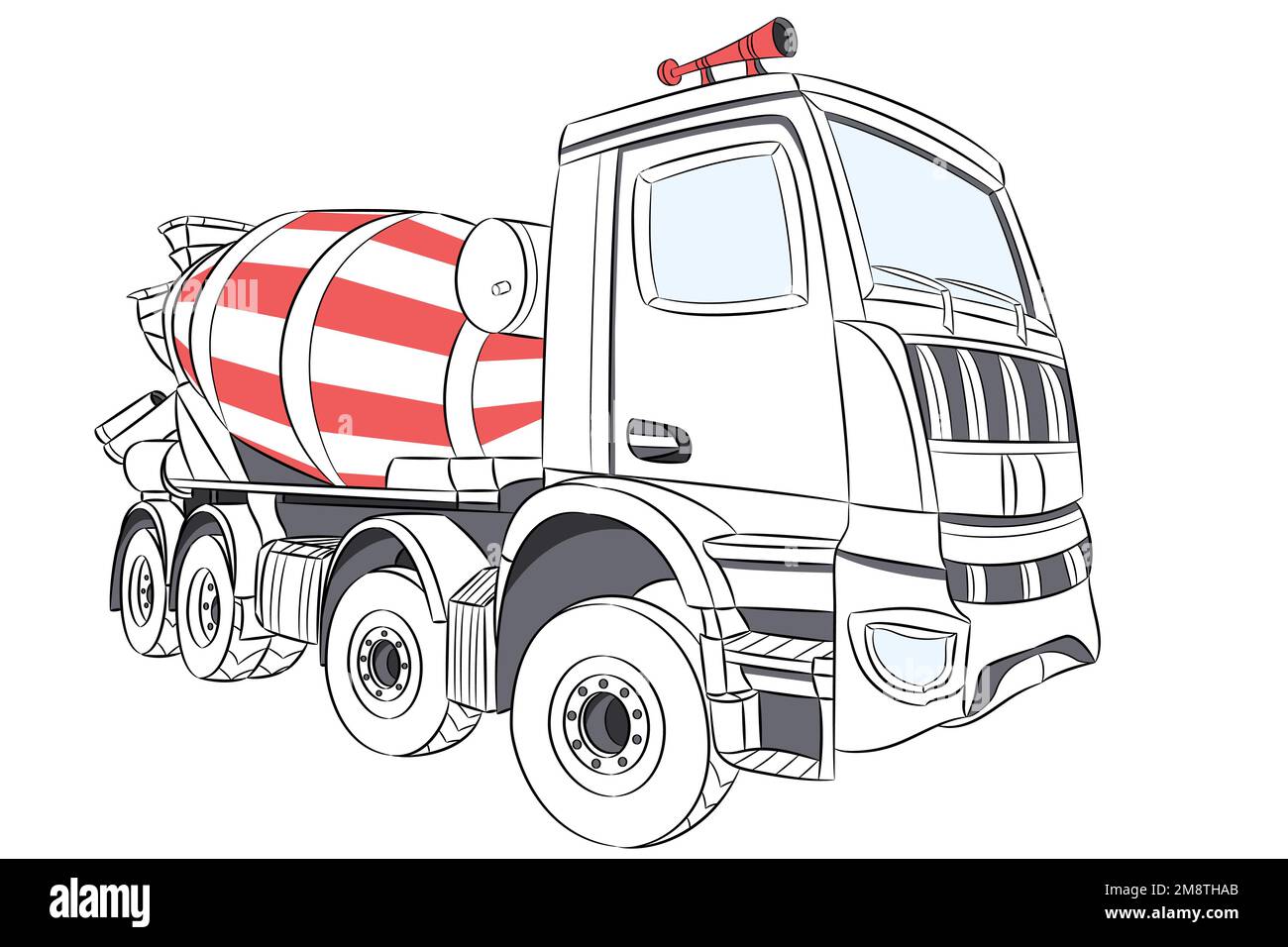 Heavy multiwheeled concrete mixer truck isolated on white background ...