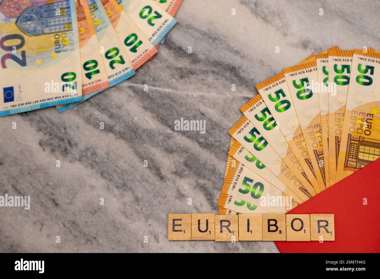 Word EURIBOR Is Written In Wooden Letters, Near Part Of 50, 20 and 10 ...