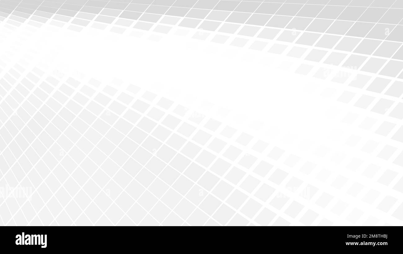 Abstract light grey perspective grid on a white background with copy space. Minimal vector ...