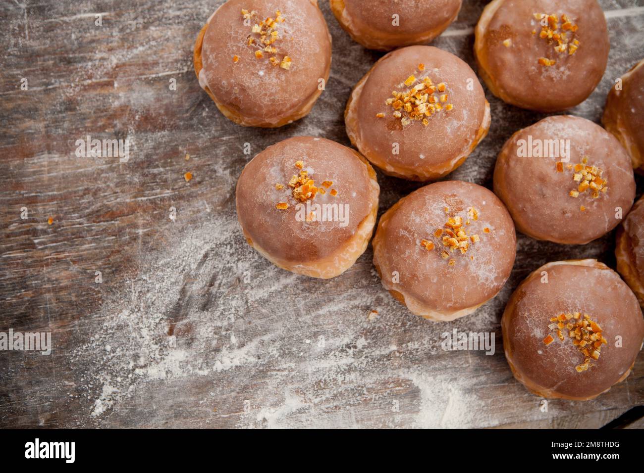 Fat Thursday. Photos of donuts with cherry filling and icing. Donuts ...