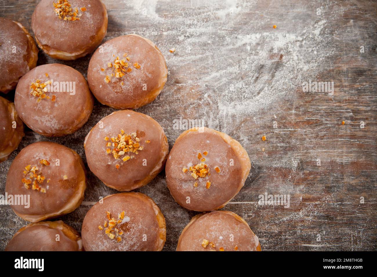Fat Thursday. Photos of donuts with cherry filling and icing. Donuts ...