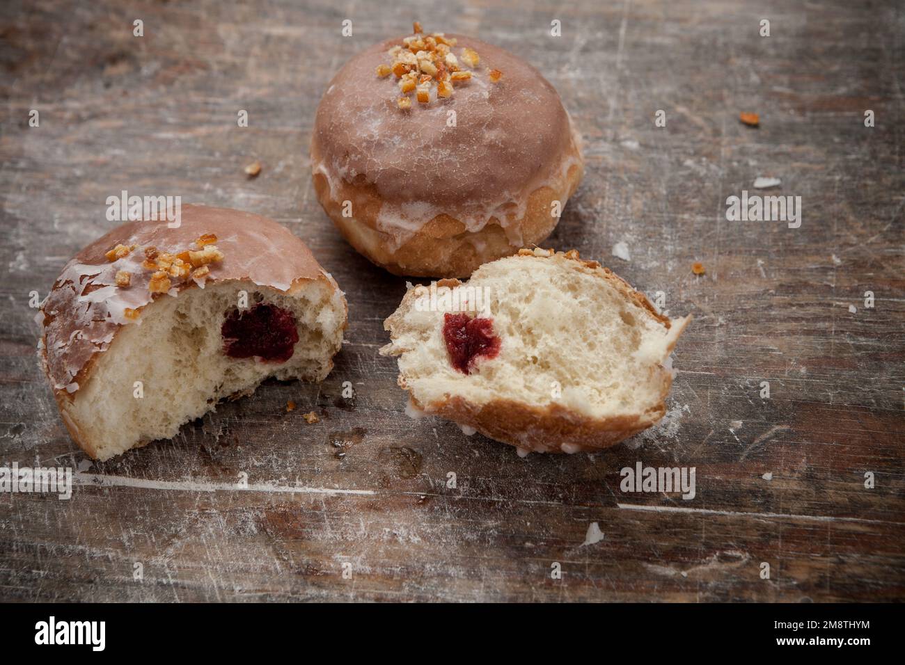 Donuts for Fat Thursday. Polish tradition - fresh donuts with icing and ...