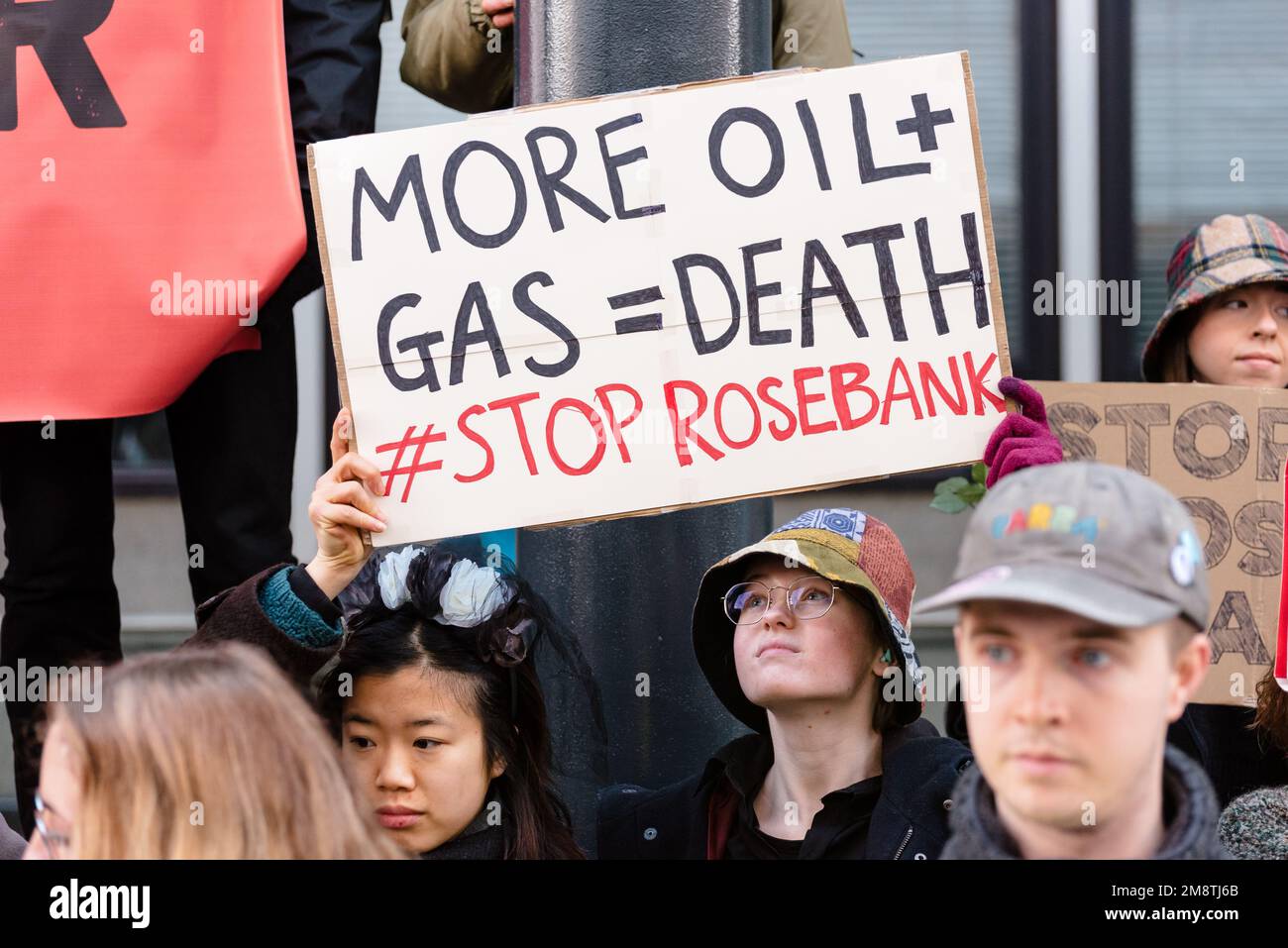 London, UK. 15 January 2023. Campaigners from Fossil Free London march ...
