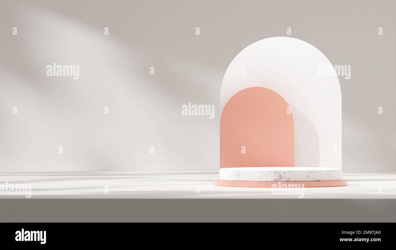 A beautiful minimalistic decoration of podiums decorated with arches ...