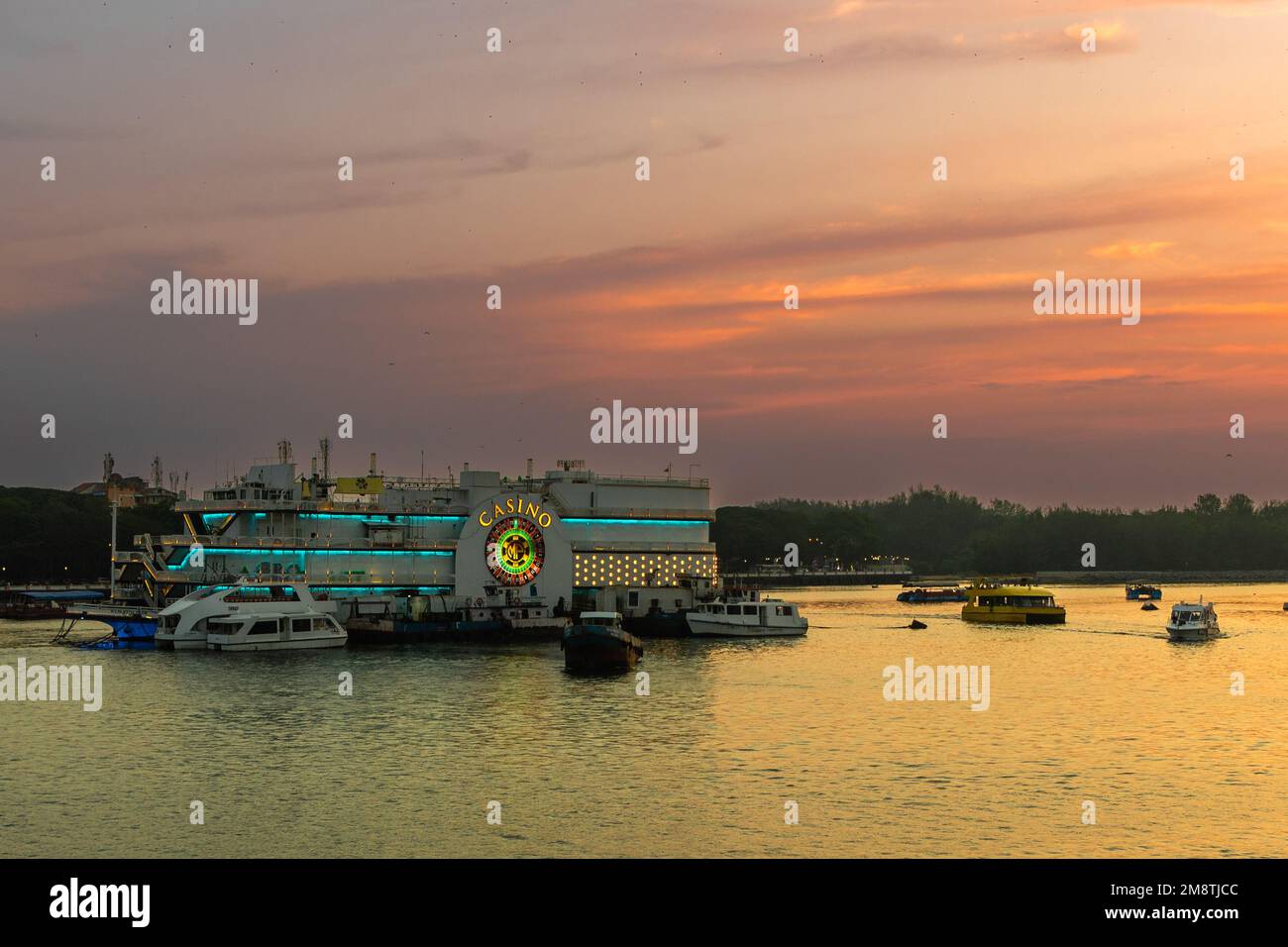 Panaji Goa India Oct 22 2022: Sunset time cruise View of the Atal Setu ...