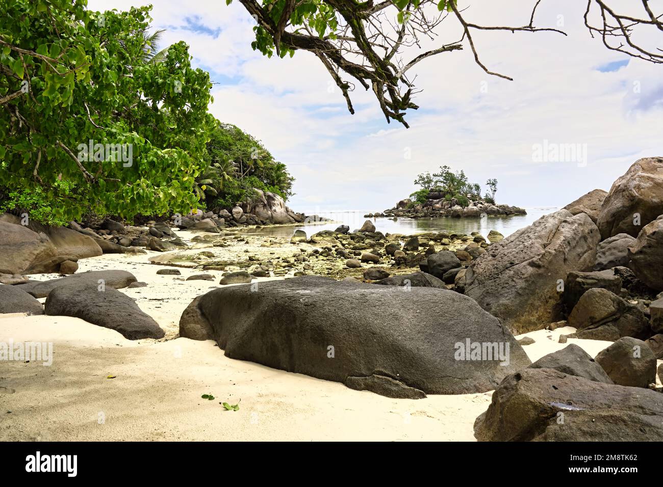 Mahe Seychelles, Anse royale beach with rock formations and white sand ...