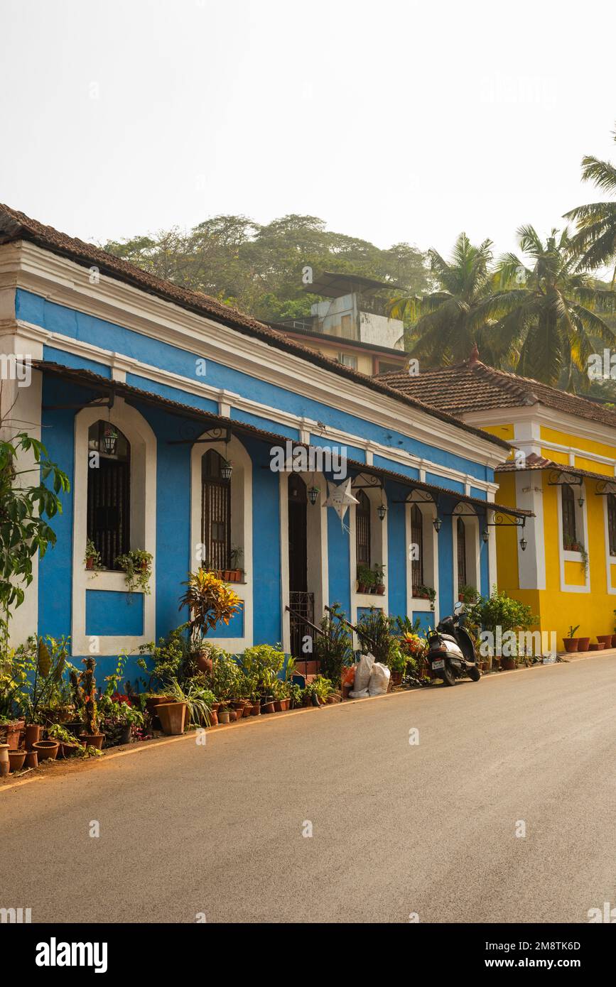 Panaji, Goa, India, January 7 2023: Vintage Buildings and colourful ...