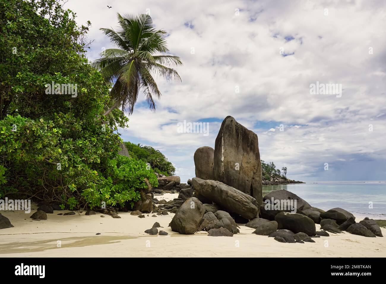 Mahe Seychelles, Anse royale beach with rock formations and white sand ...