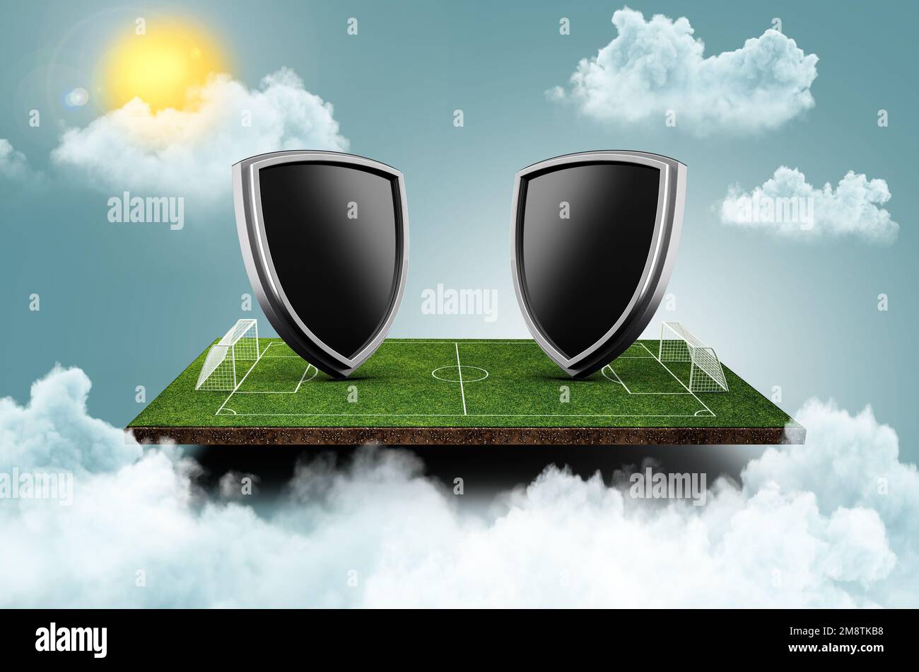 A 3D rendering of the empty shield icons for flags competing in cricket ...