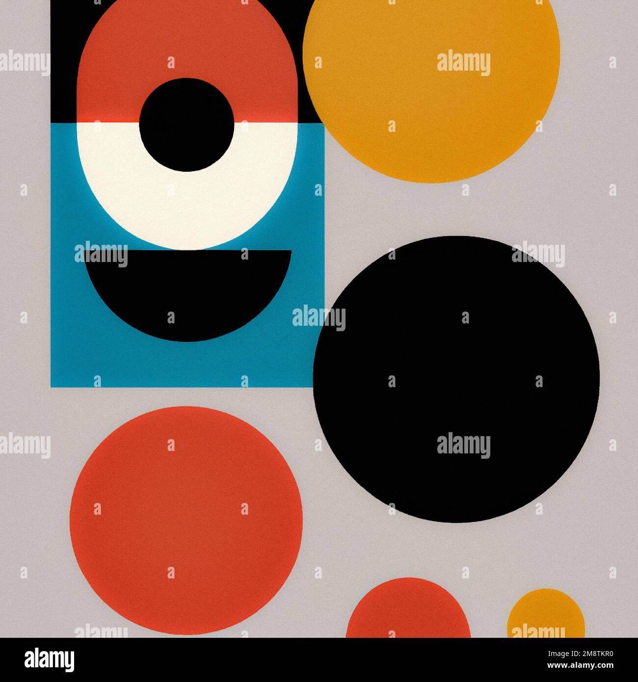 An abstract digital illustration of a eye-shaped figure and other round ...